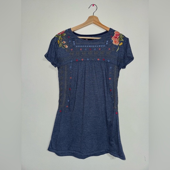 Johnny Was | Dresses | Johnny Was Jwla Blue Embroidered Cotton Short ...